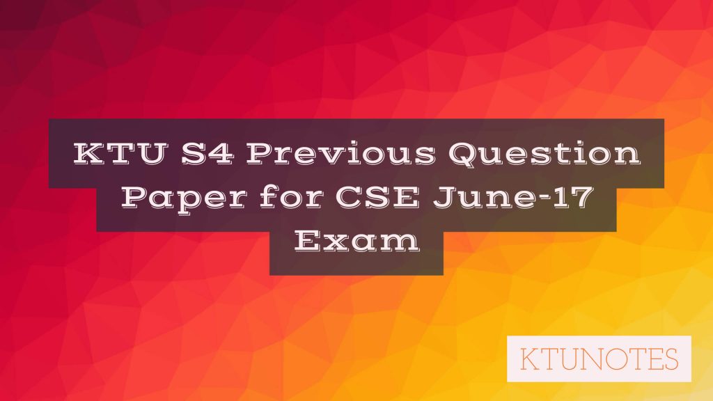 KTU S4 CSE Previous Question Paper