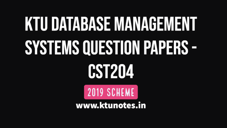 KTU Database Management Systems Question Papers | CST204