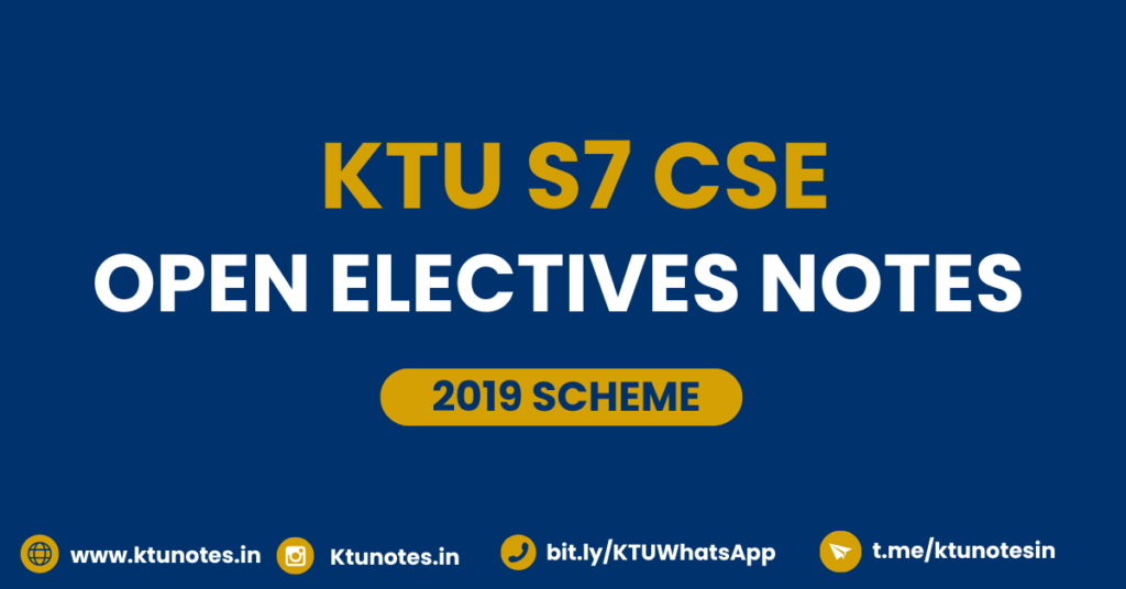Ktu S7 Cse Open Electives 2019 Scheme