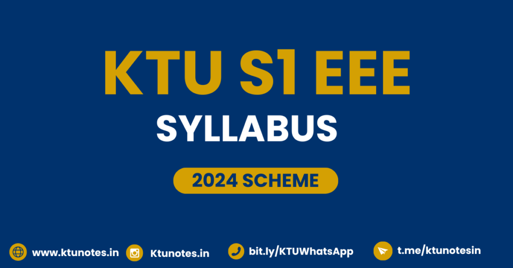 KTU S1 EEE SYLLABUS | 2024 SCHEME